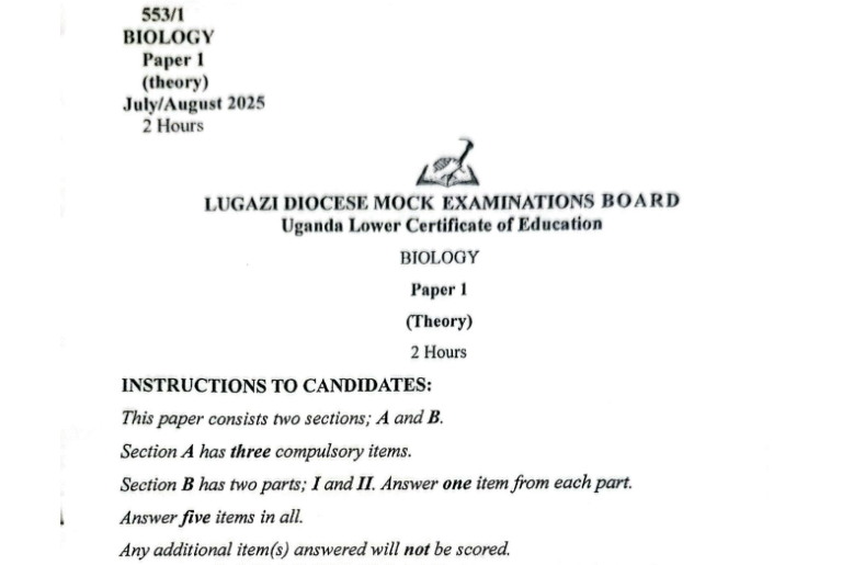 UCE Biology Wakissha Mocks 2025 PDF Download - Ug Study Resources