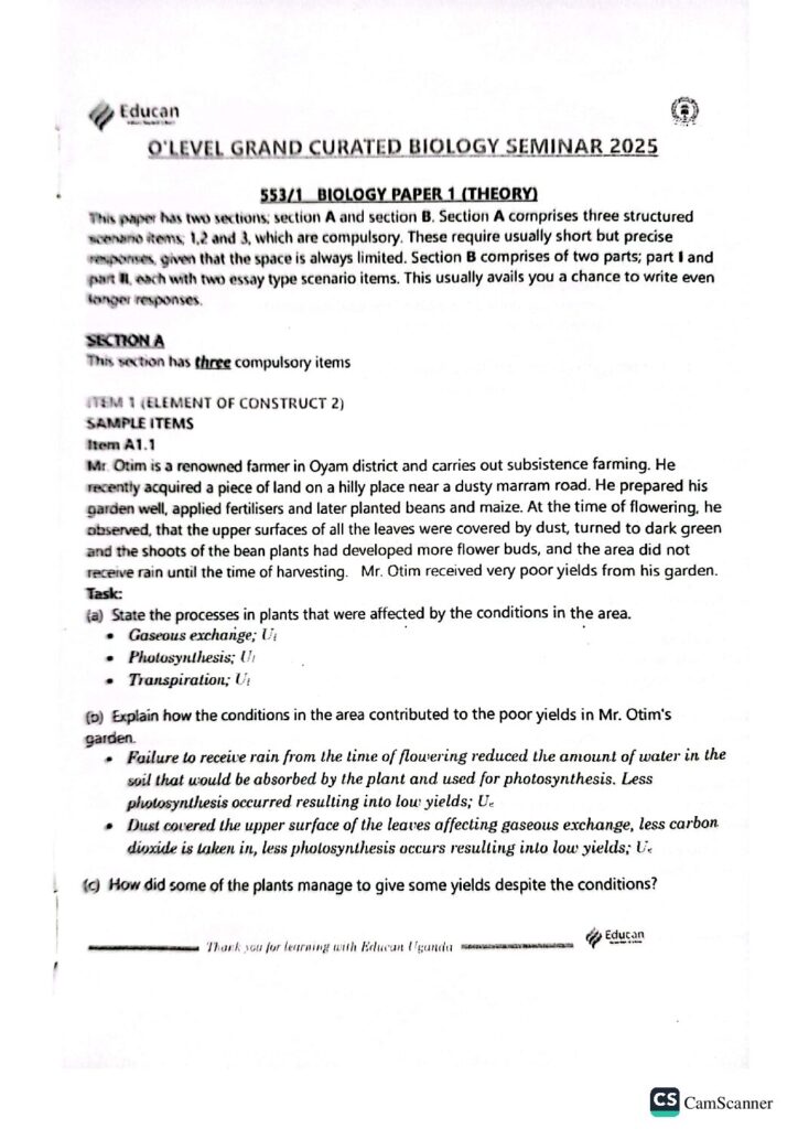 S.4 mathematics Topical scenario based questions with answers 2025 - Ug ...